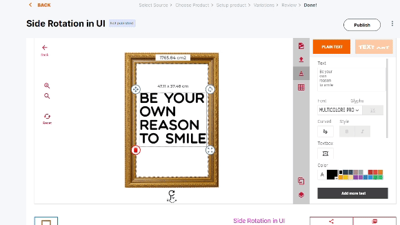 Side rotation in UI – Zakeke