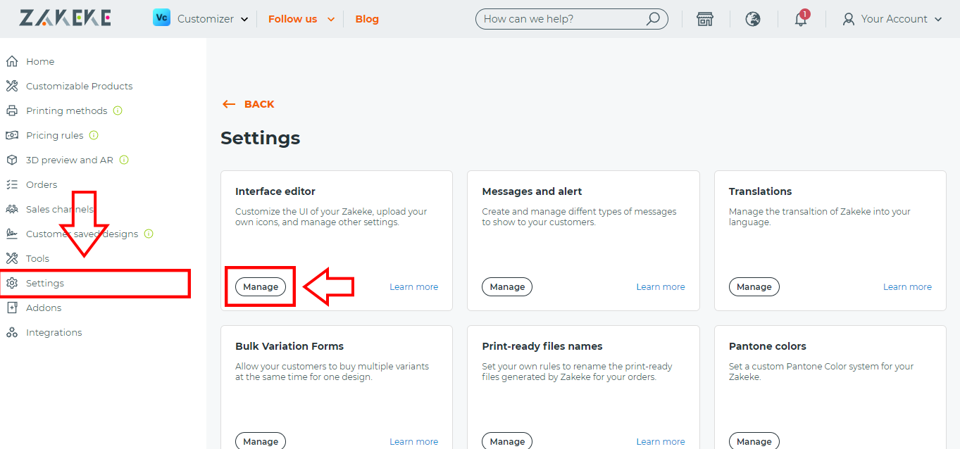 Edit the Tools Names, Icons and Positions – Zakeke